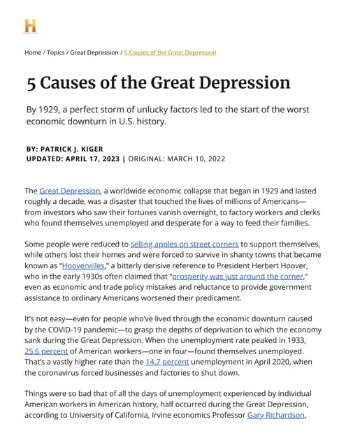 The Great Depression 1929 | PPT