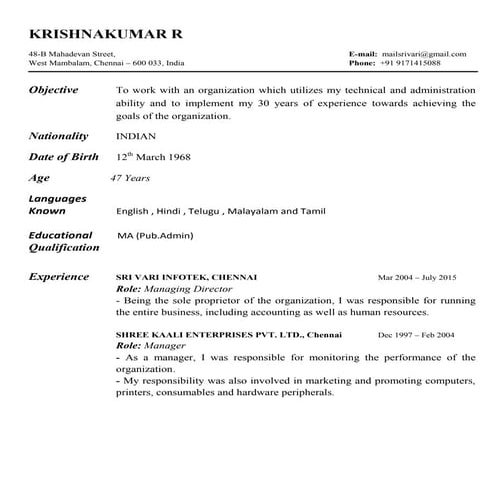 Krishna Kumar Resume | PDF