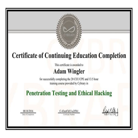 Penetration Testing and Ethical Hacking Certificate | PDF