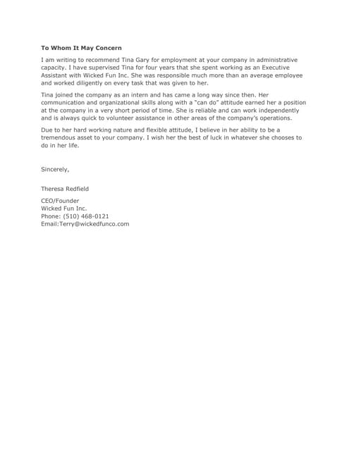 Reference letter for Jenn Siren | PDF