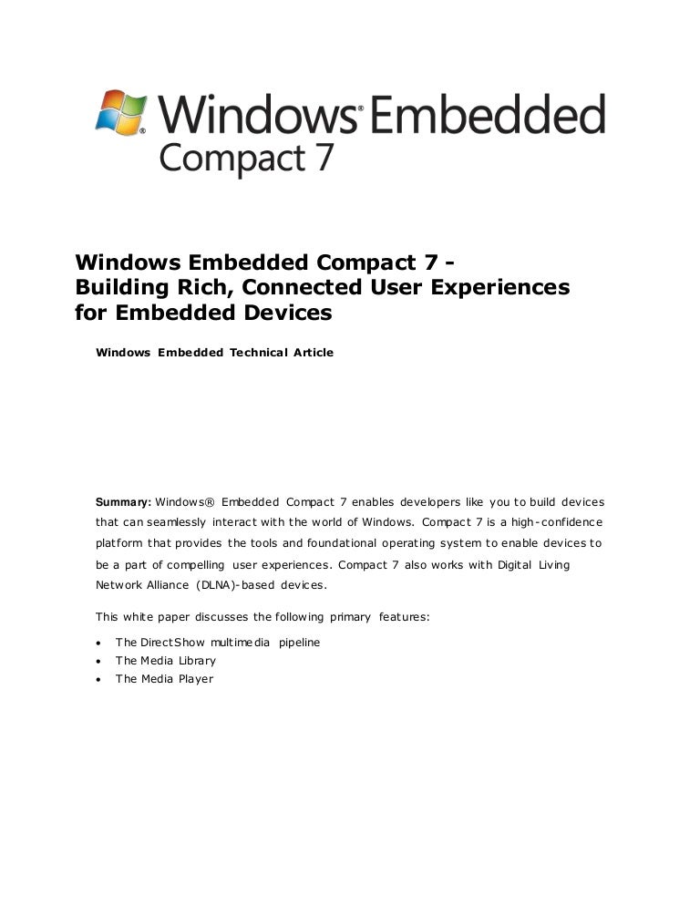 Windows Embedded Compact 7 White Paper