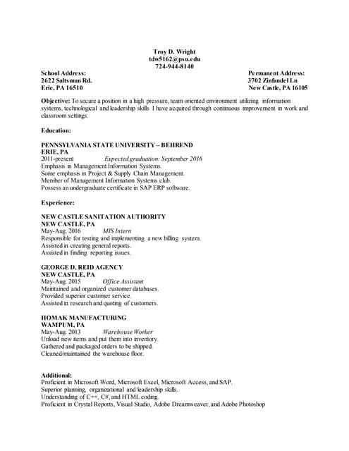 SavannahVince_Resume | DOC | Professional School | Postgraduate Education