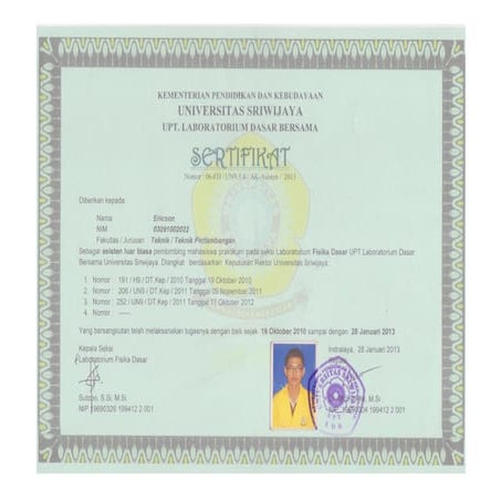 CERTIFICATE OF LABORATORY ASSISTANT | PPT