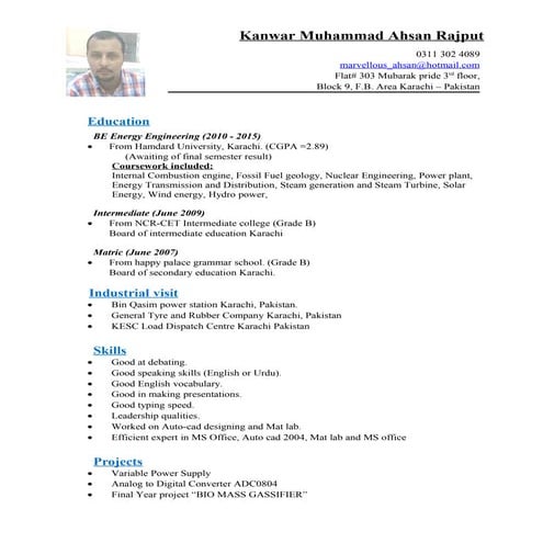 Ahsan Rajput - CV | PDF