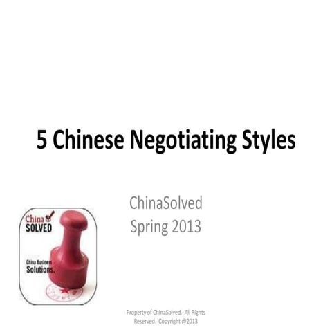 Chinese Negotiating Styles | PPT
