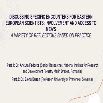 Discussing Specific Encounters for Eastern European Scientists: Involvement and Access to MEA’s ...