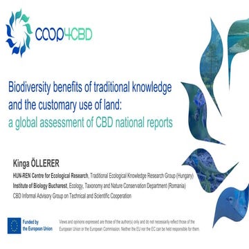 Biodiversity Benefits of Traditional Knowledge and the Customary Use of ...