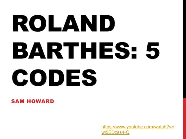 Barthes 5 Codes Theory | PPTX