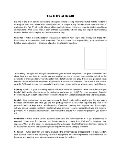 The Five Cs of Credit | PPTX | Personal Finance