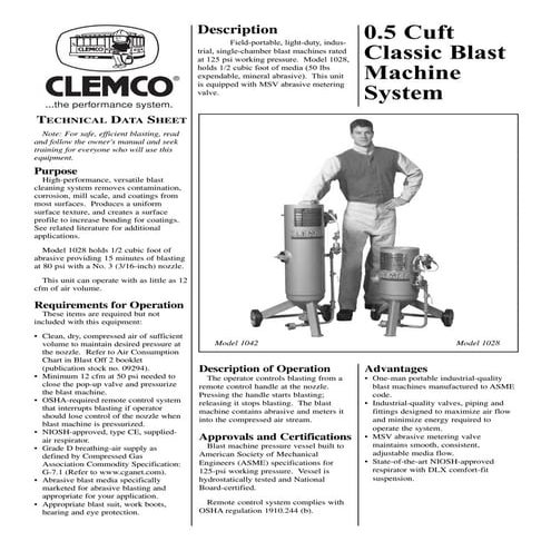 0.5 Cuft Classic Blast Machine System | PDF