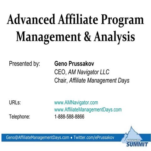 Advanced Affiliate Program Management & Analysis | PPT