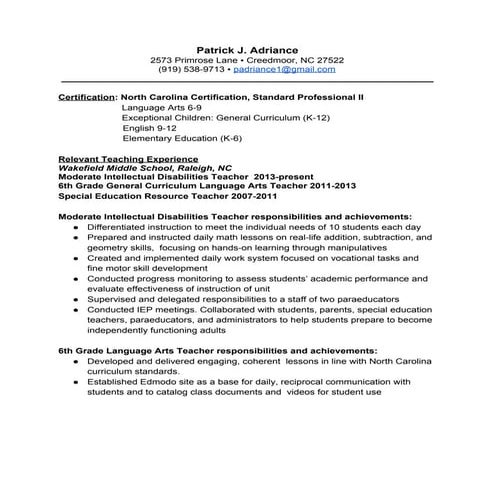 patrick adriance resume | PDF