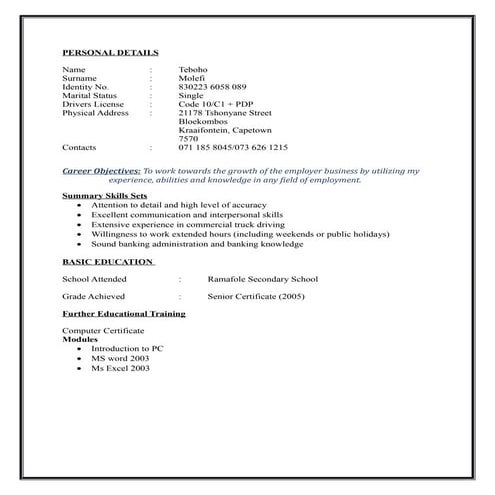 current cv.docx | Resume Writing and Advice | Job Search