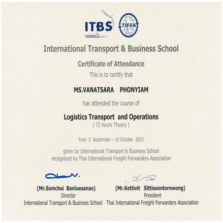 international logistic and transportation Certification | PDF