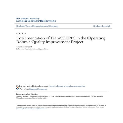 Implementation of TeamSTEPPS in the Operating Room a Quality Impr | PDF