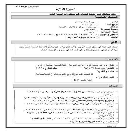 Eng_Amr arabic _CV2 | PDF
