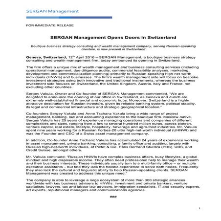 SERGAN Management Press Release EN FINAL | PDF