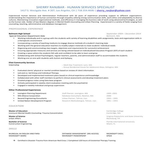 SHERRY RANJBAR RESUME | PDF
