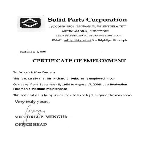 Richard C. Delacruz SPC Certificate | DOCX