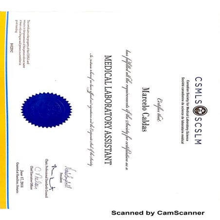 CSMLS Certificate | PDF | Cameras and Camcorders | Consumer Electronics