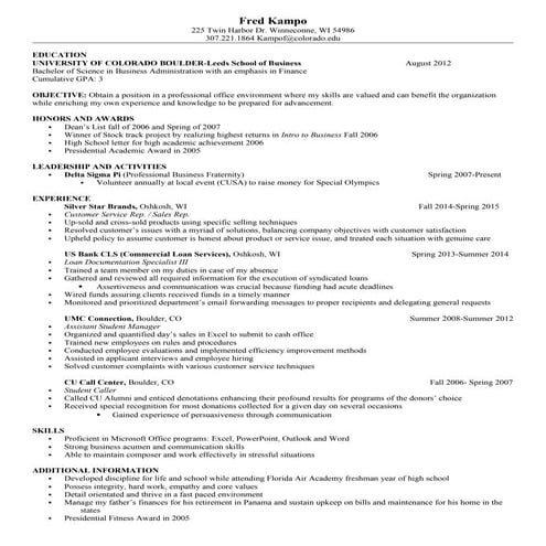 Resume-Fred Kampo 1 page 8.26.2015