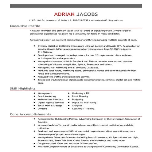 Adrian Jacobs Resume 2016 | PDF | Free Download