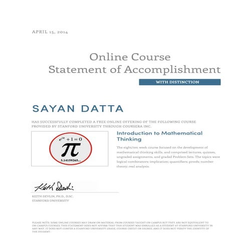 Coursera maththink 2014 | PDF | Education