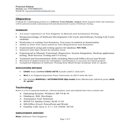 Pramod_CV_2.6 yrs exp | PDF