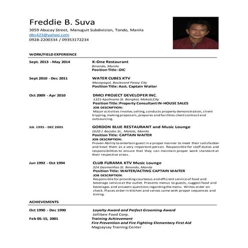 Freddie resume | DOCX