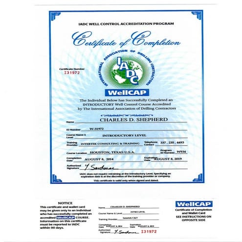 Well Control Certificate | PDF