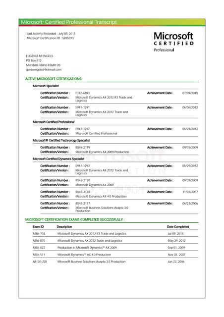 Microsoft certificationstranscript | PDF