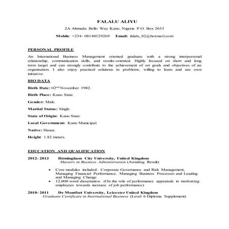 FALALU ALIYU KMC C.V | DOCX