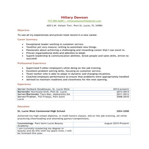 hillary resume | PDF