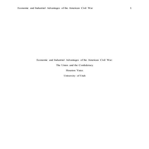 Civil War Research Paper, Houston Yates | PDF