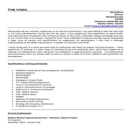 Craig Langley - Curriculum Vitae Newest | DOCX