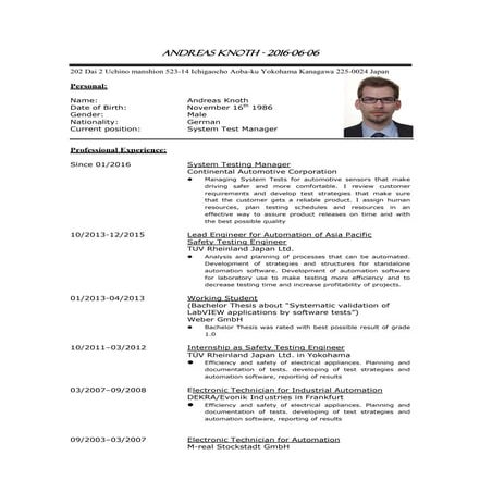 Andreas Knoth - CV | PDF