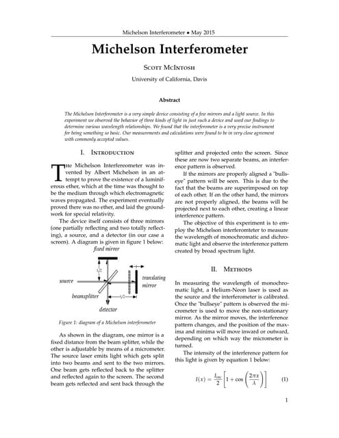 Michelsons interferometer | PPTX