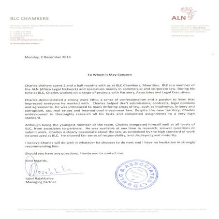 Letter Of Recommendation BLC | PDF