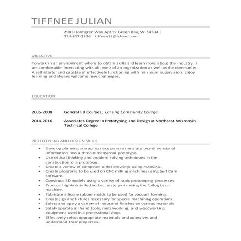 tiffs resumes | DOCX