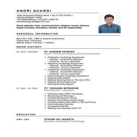 cv andri inggris | PDF