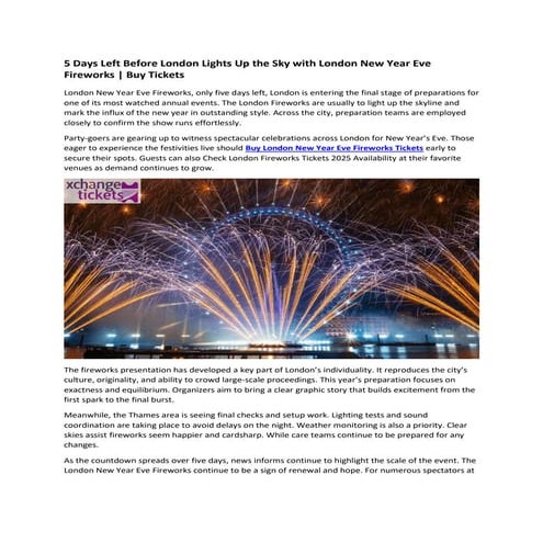 5 Days Left Before London Lights Up the Sky with London New Year Eve ...