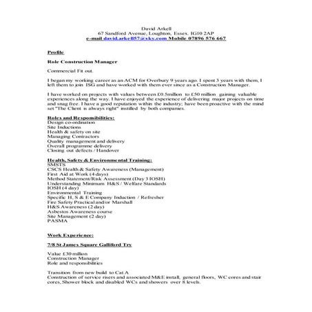 Dave Arkell Latest CV | PDF