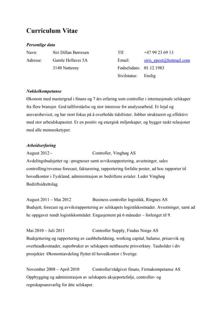 Norwegian CV for André Torkveen | PDF