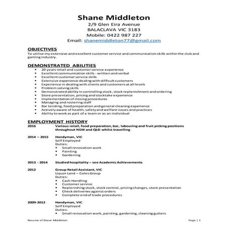 Shane Middleton resume | PDF