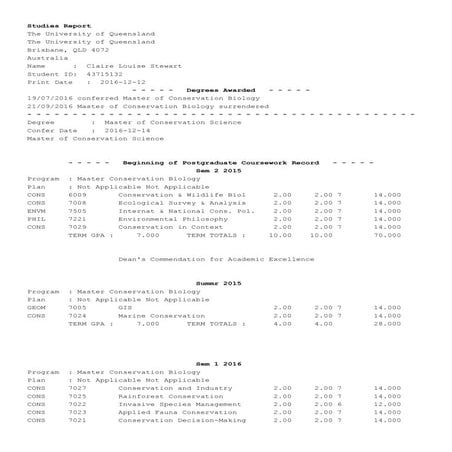 Transcript_ClaireStewart | PDF | Postgraduate Education | College Education
