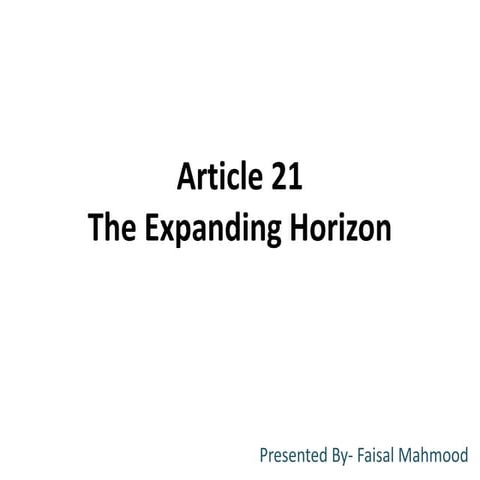 The Expanding Horizon of Article21 (Indian Constitution) | PPTX