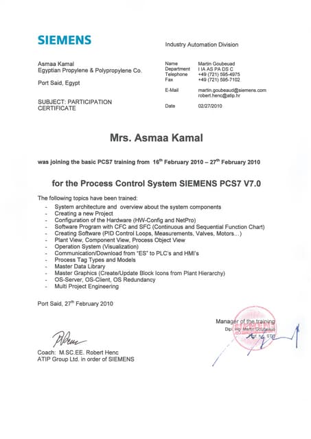 Siemens certificates