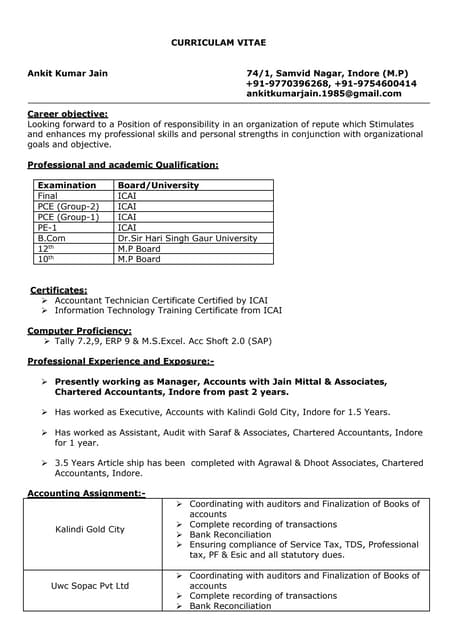 CV_CA himansu agrawal | PDF