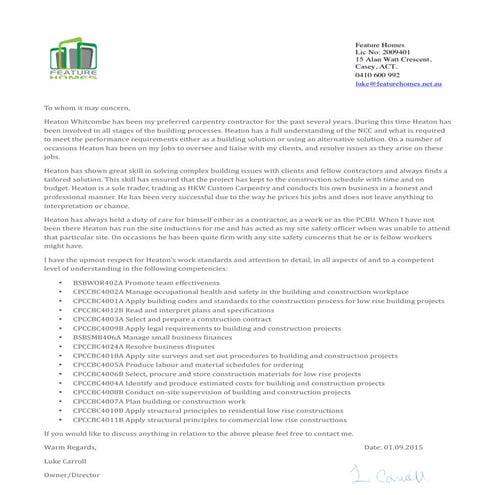 Feature homes reference letter | PDF