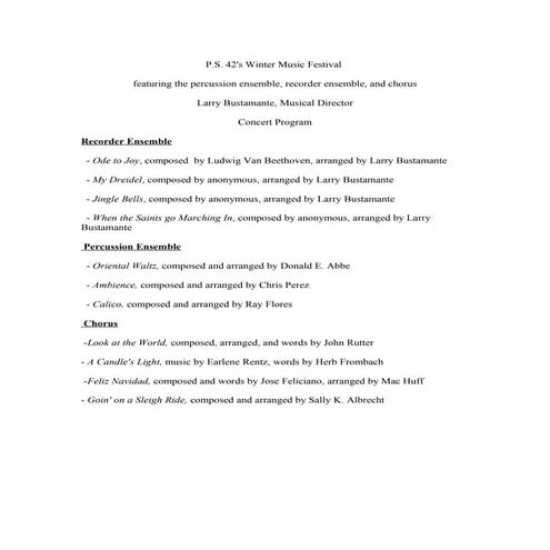 elementary school concert program | DOC